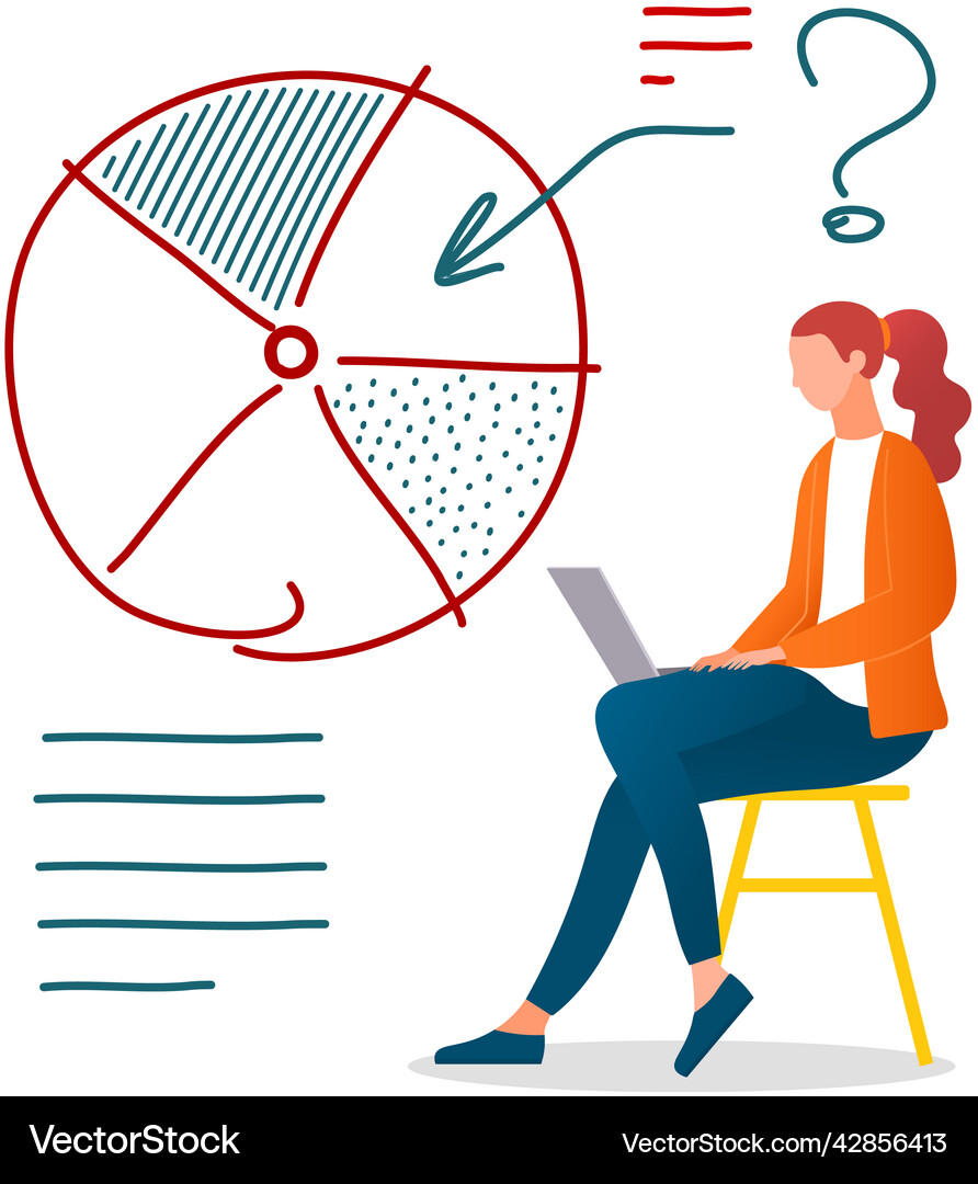 Cute businesswoman analyzing data on her laptop Vector Image