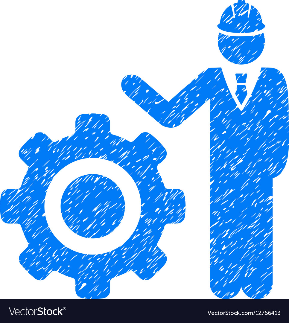 Engineer With Gear Grainy Texture Icon Royalty Free Vector Engineer With Gear Grainy Texture Icon Royalty Free Vector