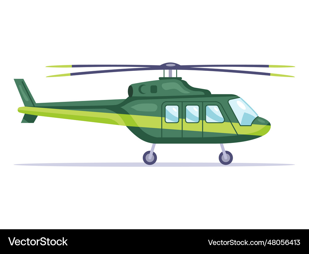 Green civil helicopter on a white background Vector Image