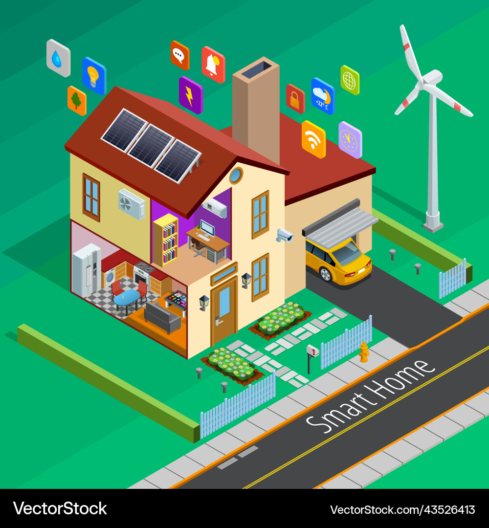 Internet of things home isometric poster Vector Image