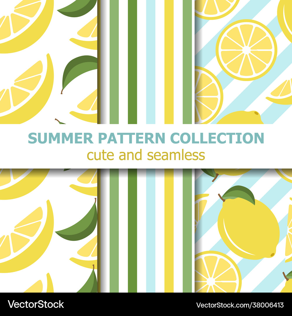 Juicy summer pattern collection lemon theme Vector Image