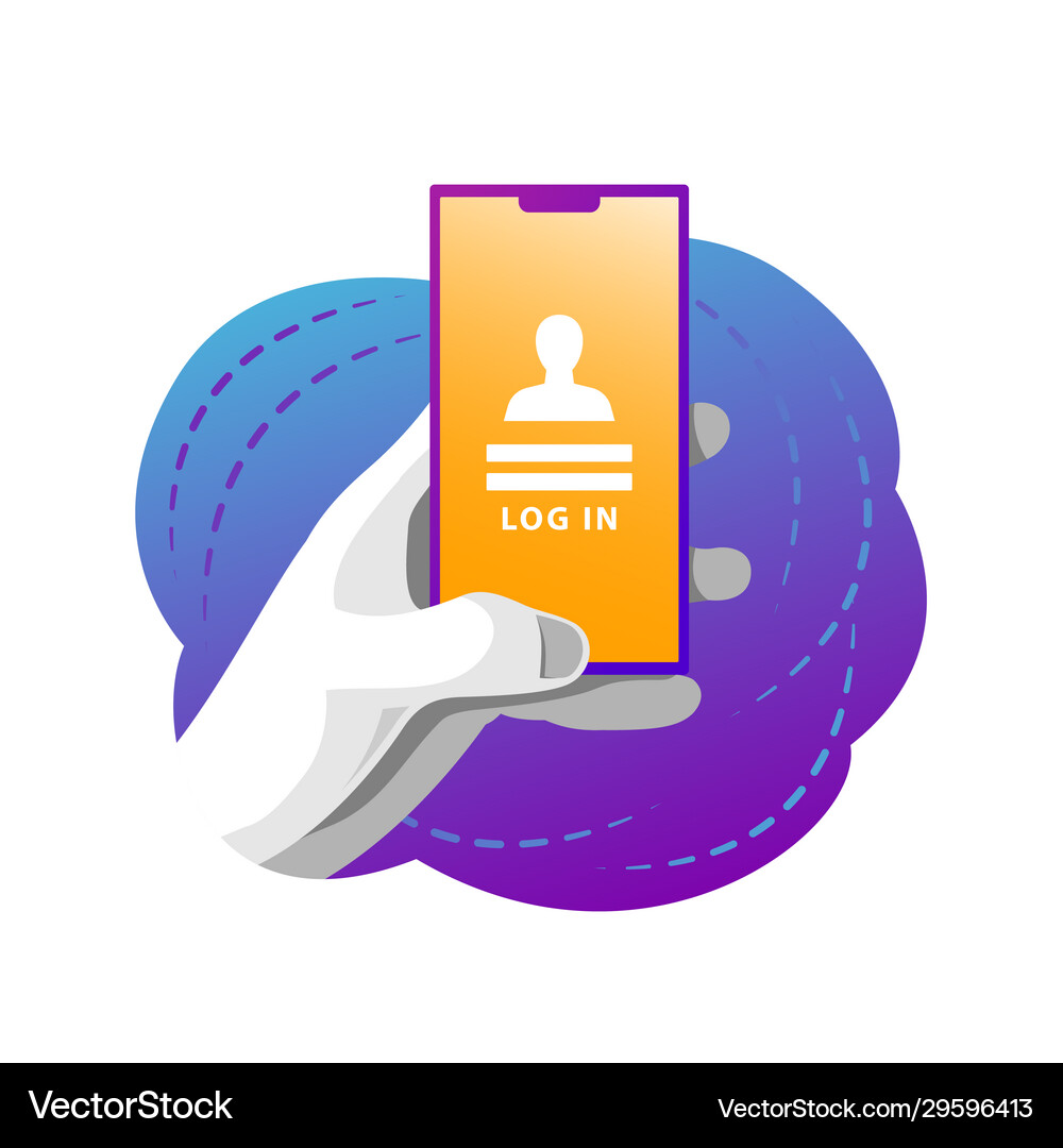 Male hand holds a phone with user login screen Vector Image