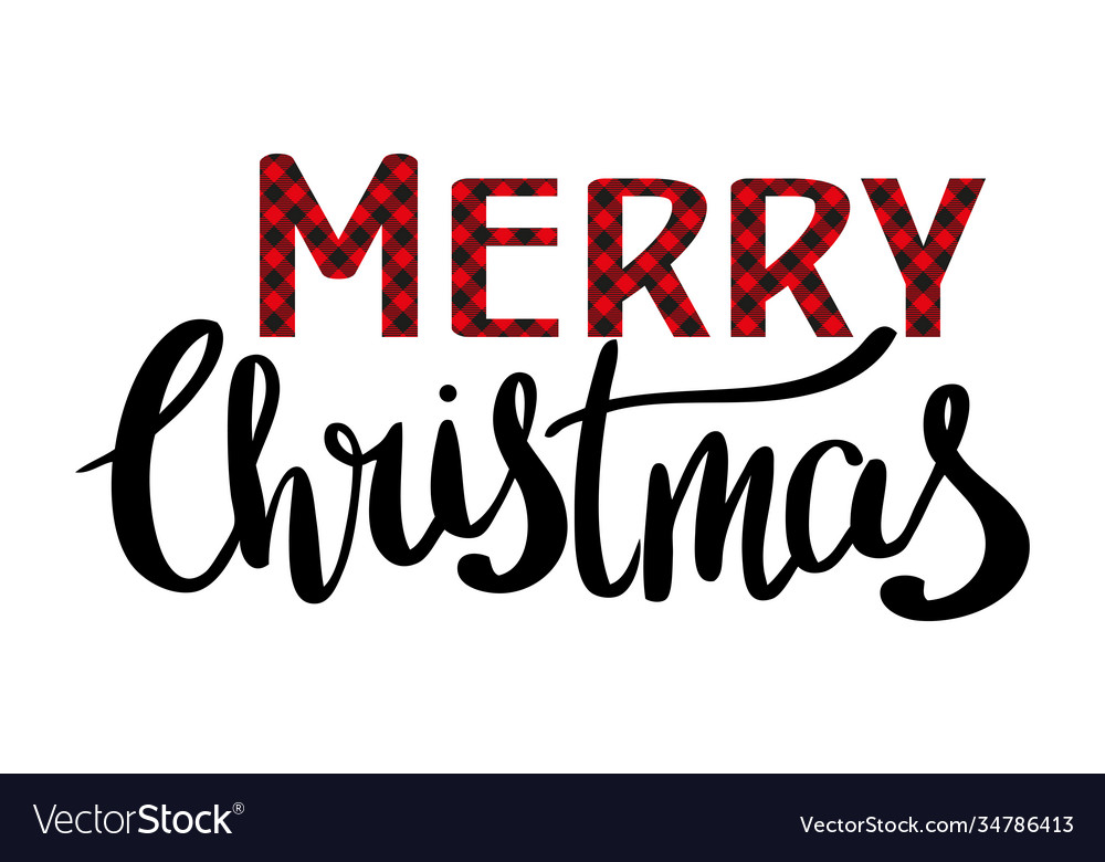 Plaid merry christmas template for banner Vector Image