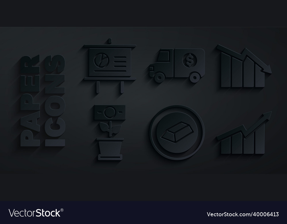 Set gold bars financial growth decrease money Vector Image