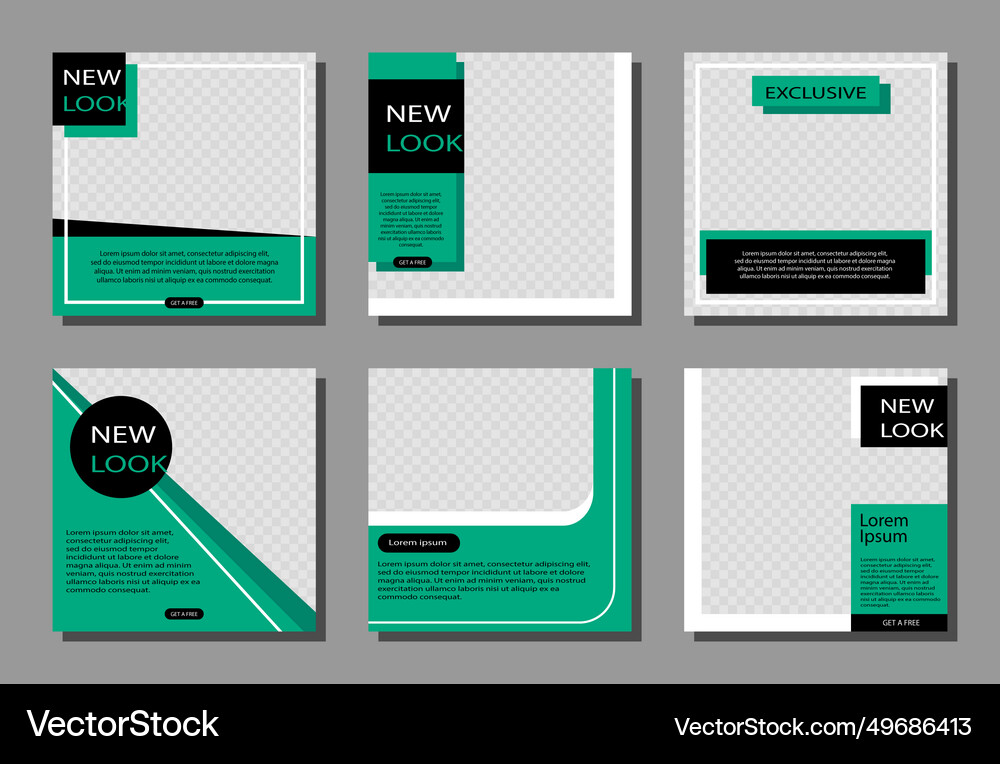 Set of editable minimal square banner template Vector Image