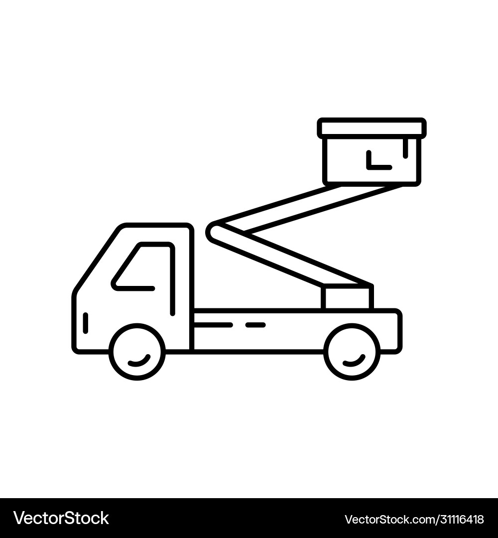 Aerial platform icon linear logo truck Royalty Free Vector