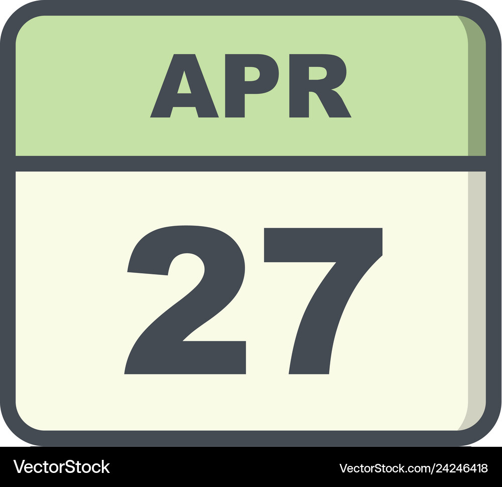 April 27th date on a single day calendar Vector Image