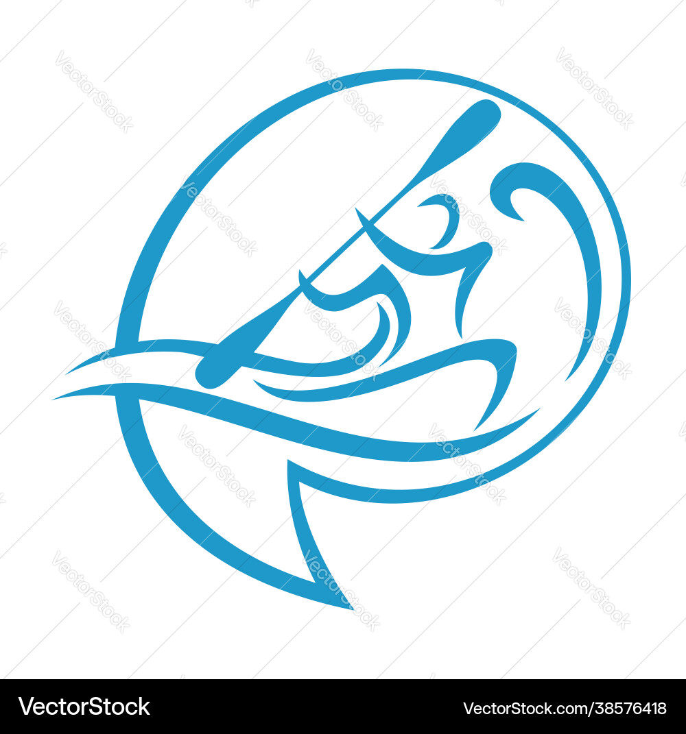 Canoeing logo or kayaking sport Royalty Free Vector Image