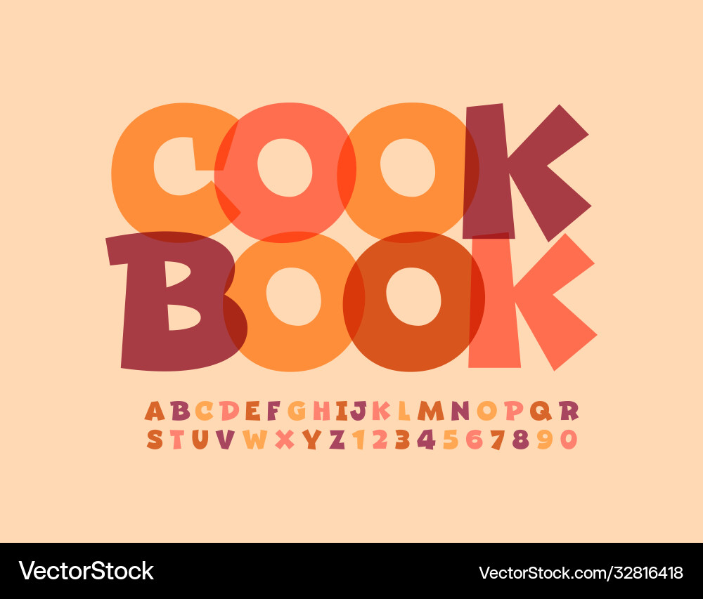 Creative sign cook book transparent font Vector Image