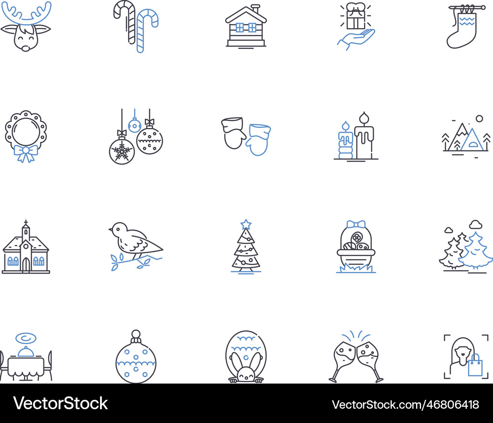 Euphoric new year line icons collection Royalty Free Vector