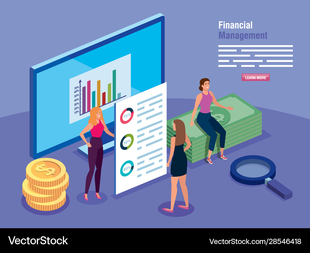 Financial management with computer and business Vector Image