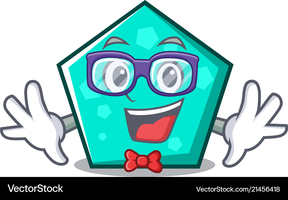 Geek pentagon character cartoon style Royalty Free Vector