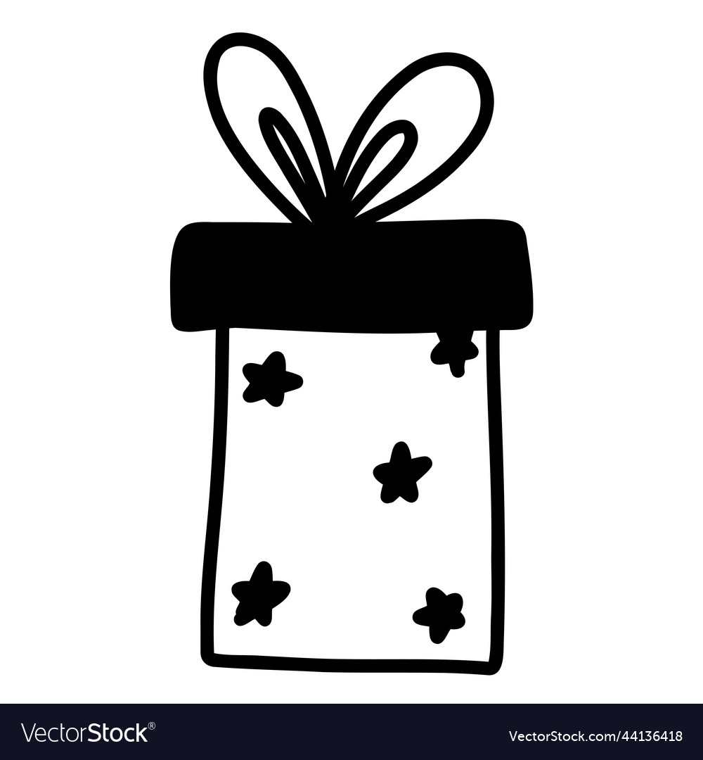 Hand drawn doodle gift box in format Royalty Free Vector
