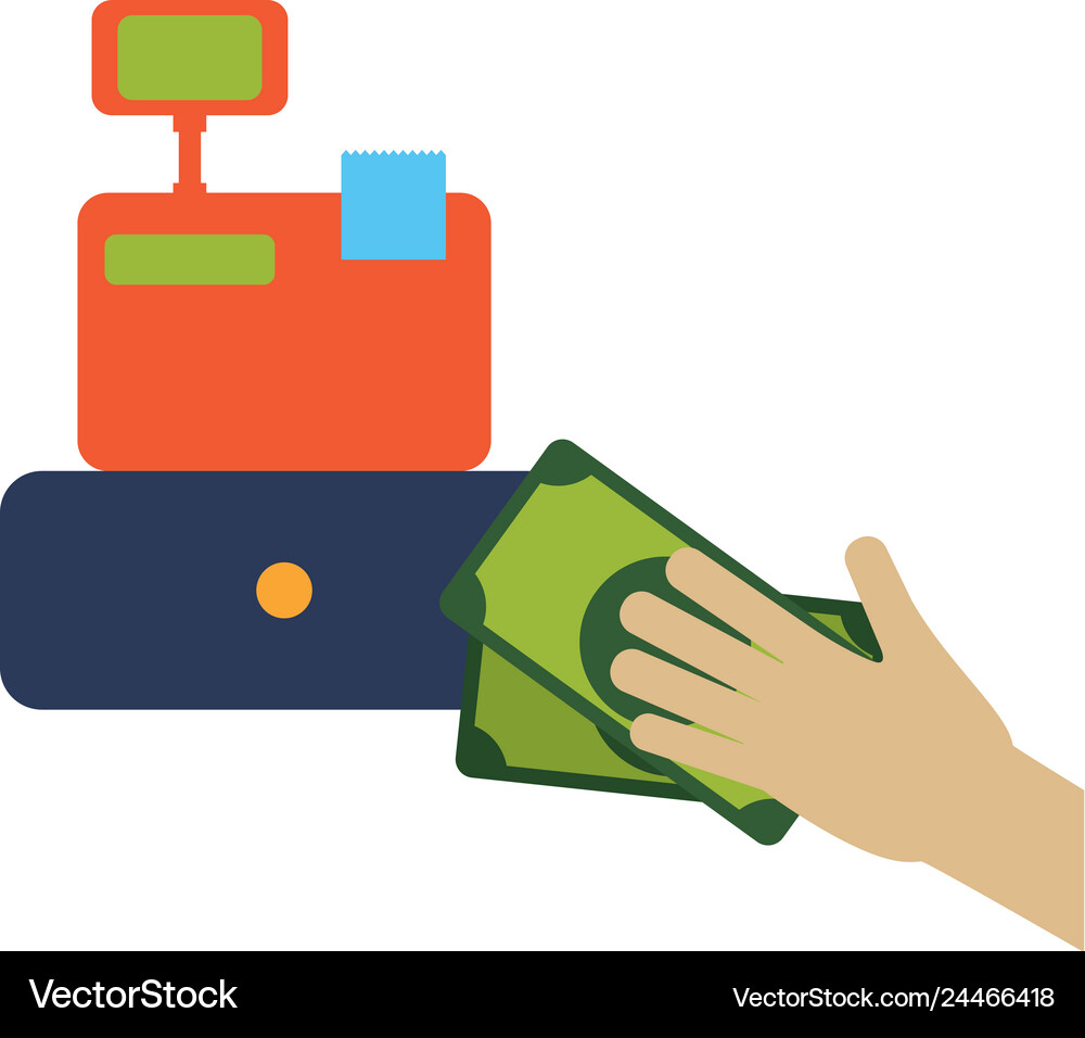 Machine register with cash money Royalty Free Vector Image