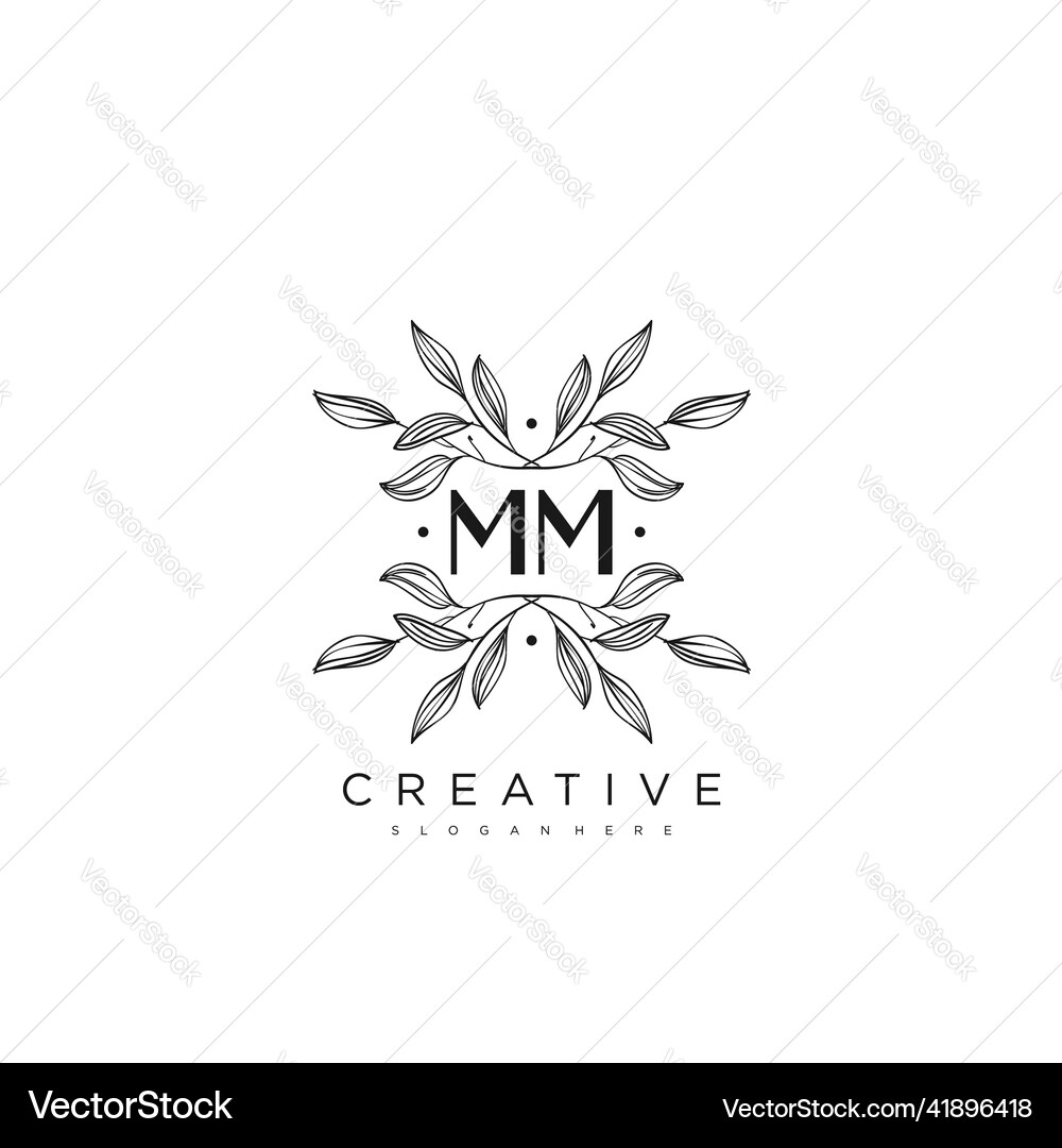 Mm initial letter flower logo template premium art