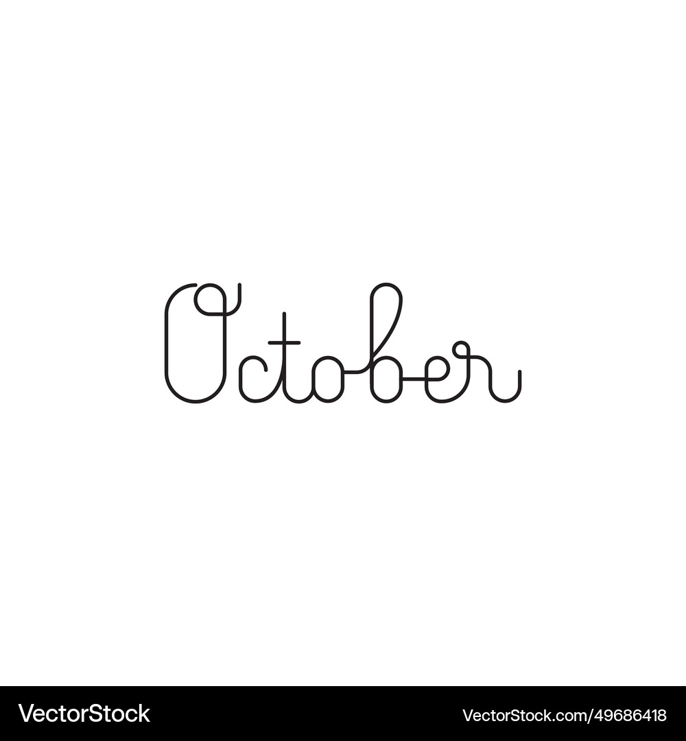 October month monoline outline lettering Vector Image