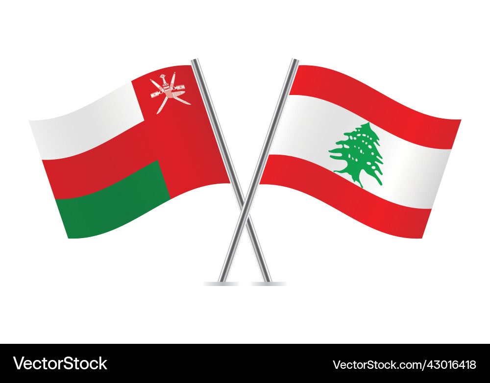 Oman and lebanon crossed flags Royalty Free Vector Image