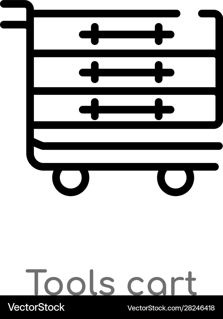 Outline tools cart icon isolated black simple Vector Image