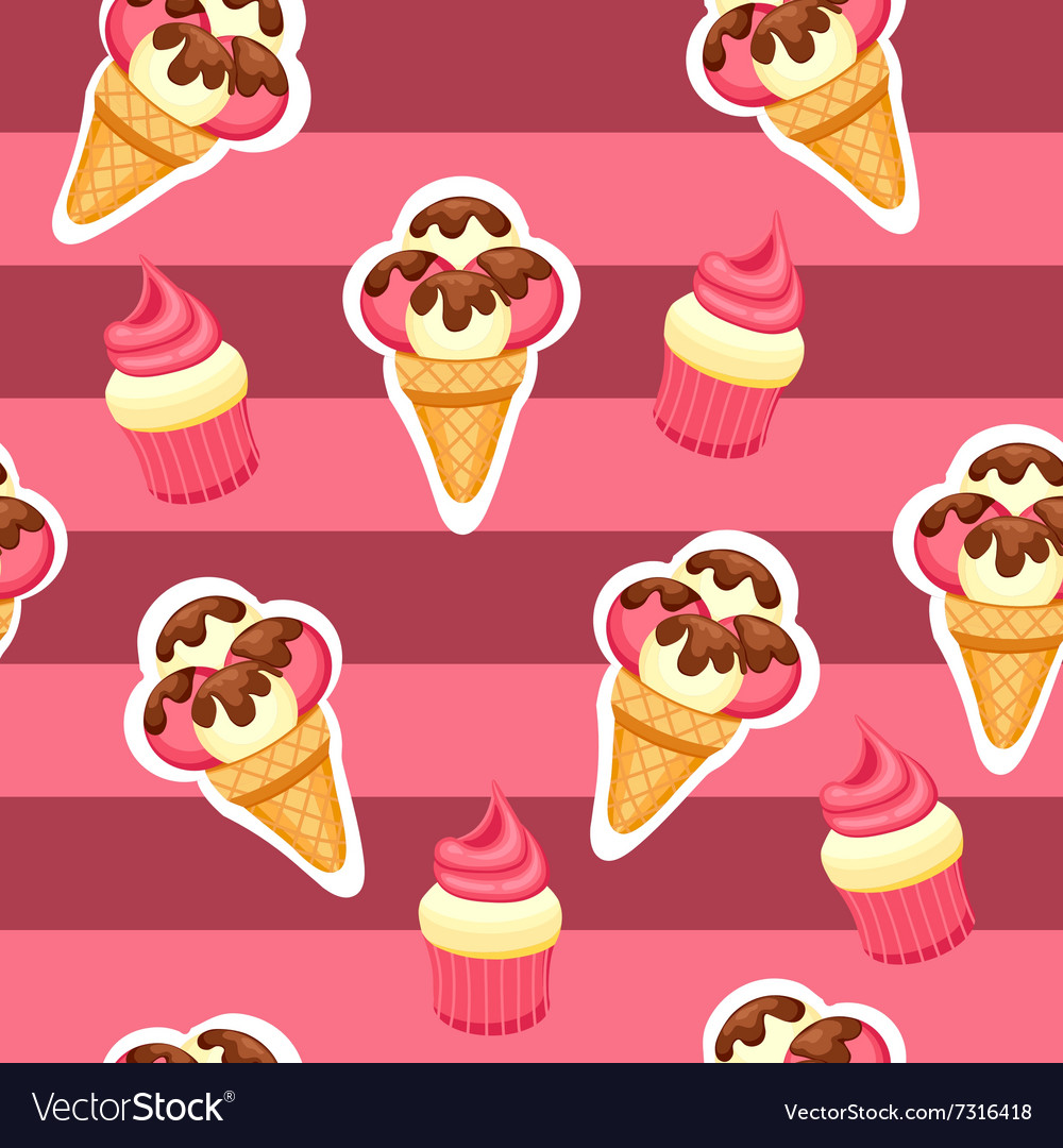 Pattern ice cream and cupcake Royalty Free Vector Image