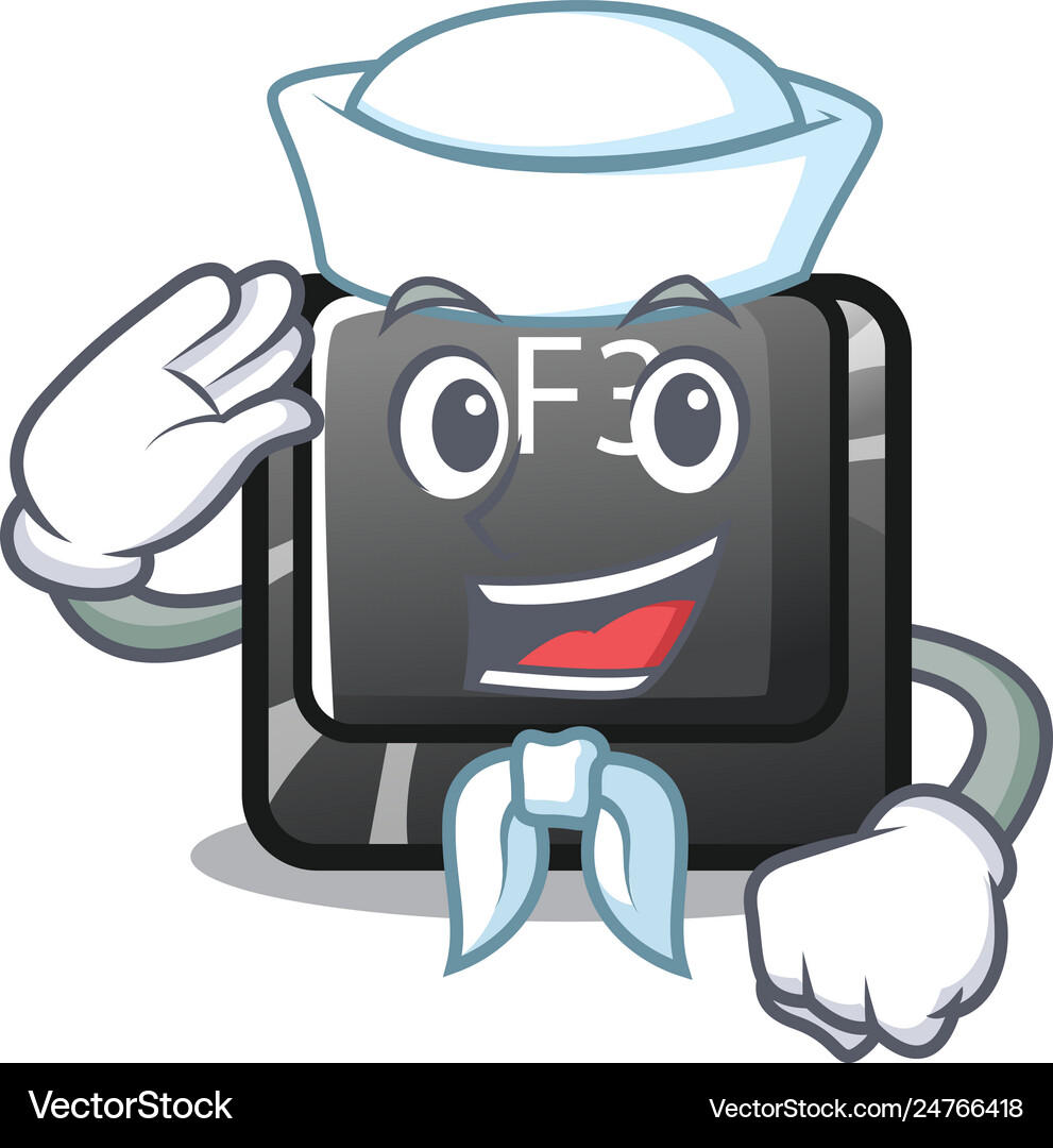 Sailor button f3 isolated in mascot Royalty Free Vector
