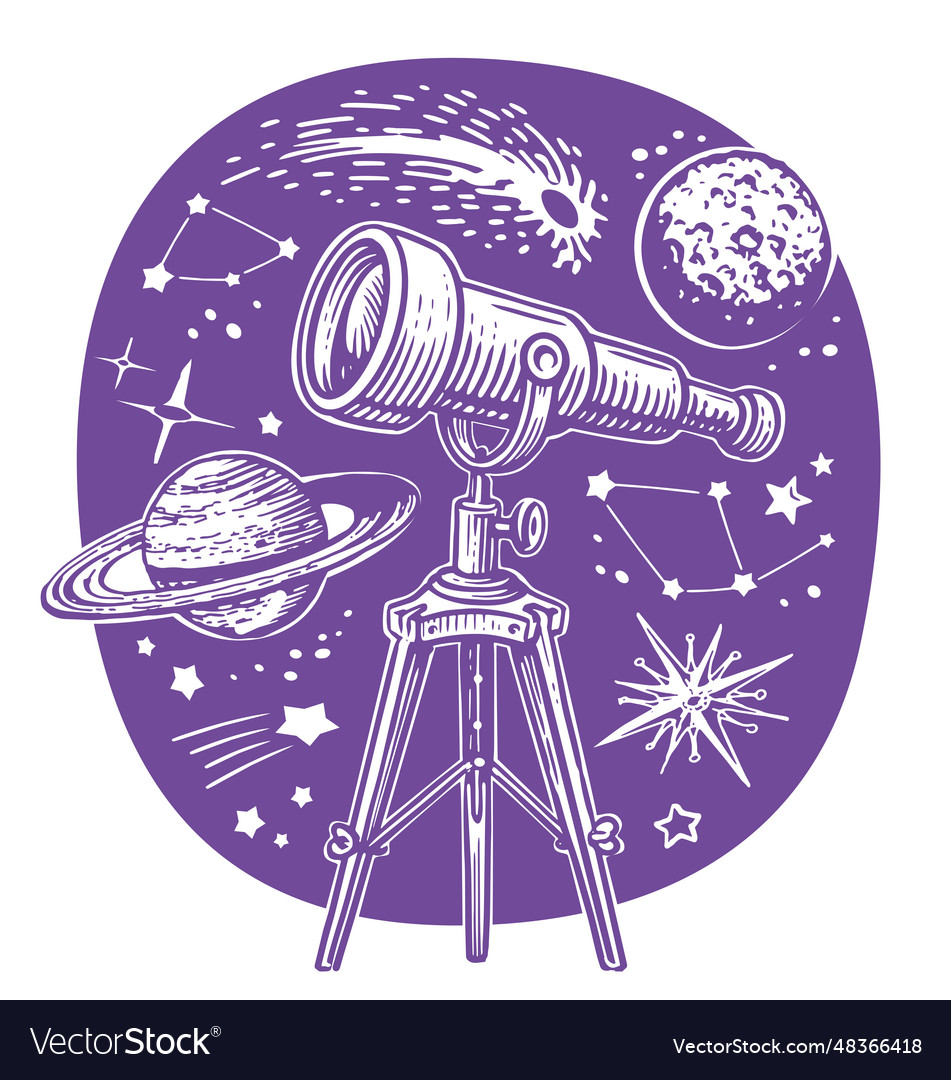 Telescope stars and planets astronomy concept Vector Image