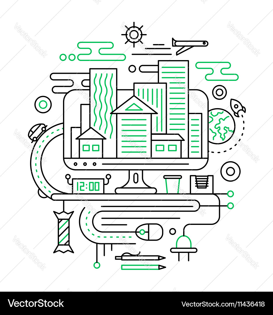 Travel journey planning - line design composition Vector Image