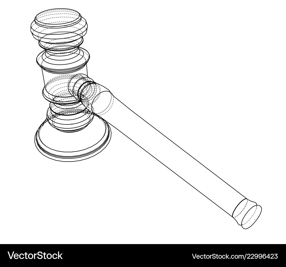 3d outline gavel rendering of Royalty Free Vector Image