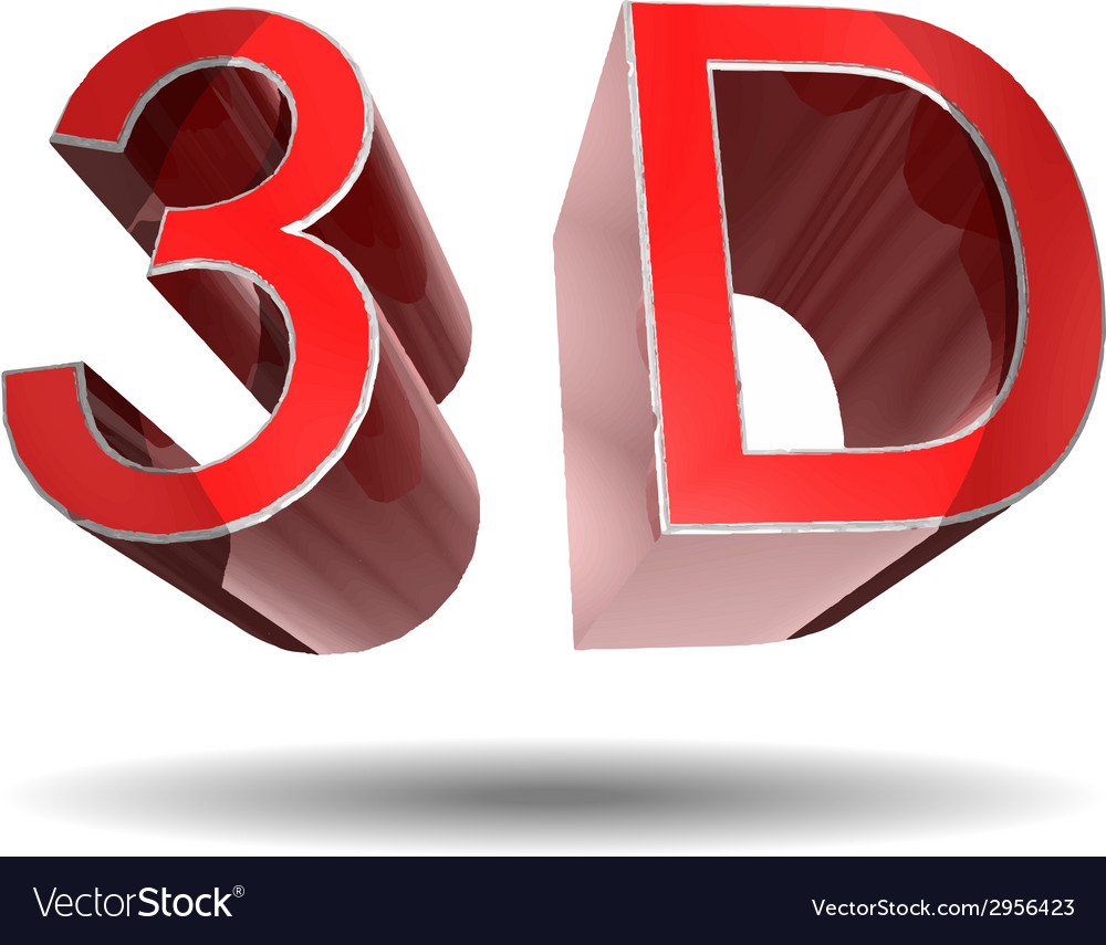 3d sign Royalty Free Vector Image - VectorStock