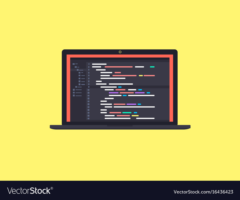 Code on screen laptop Royalty Free Vector Image