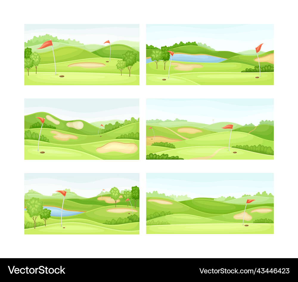 Countryside golf course with holes sand bunker Vector Image