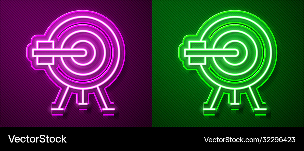 Glowing neon line target with arrow icon isolated Vector Image