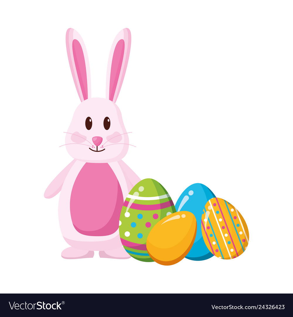 Happy easter rabbit eggs Royalty Free Vector Image