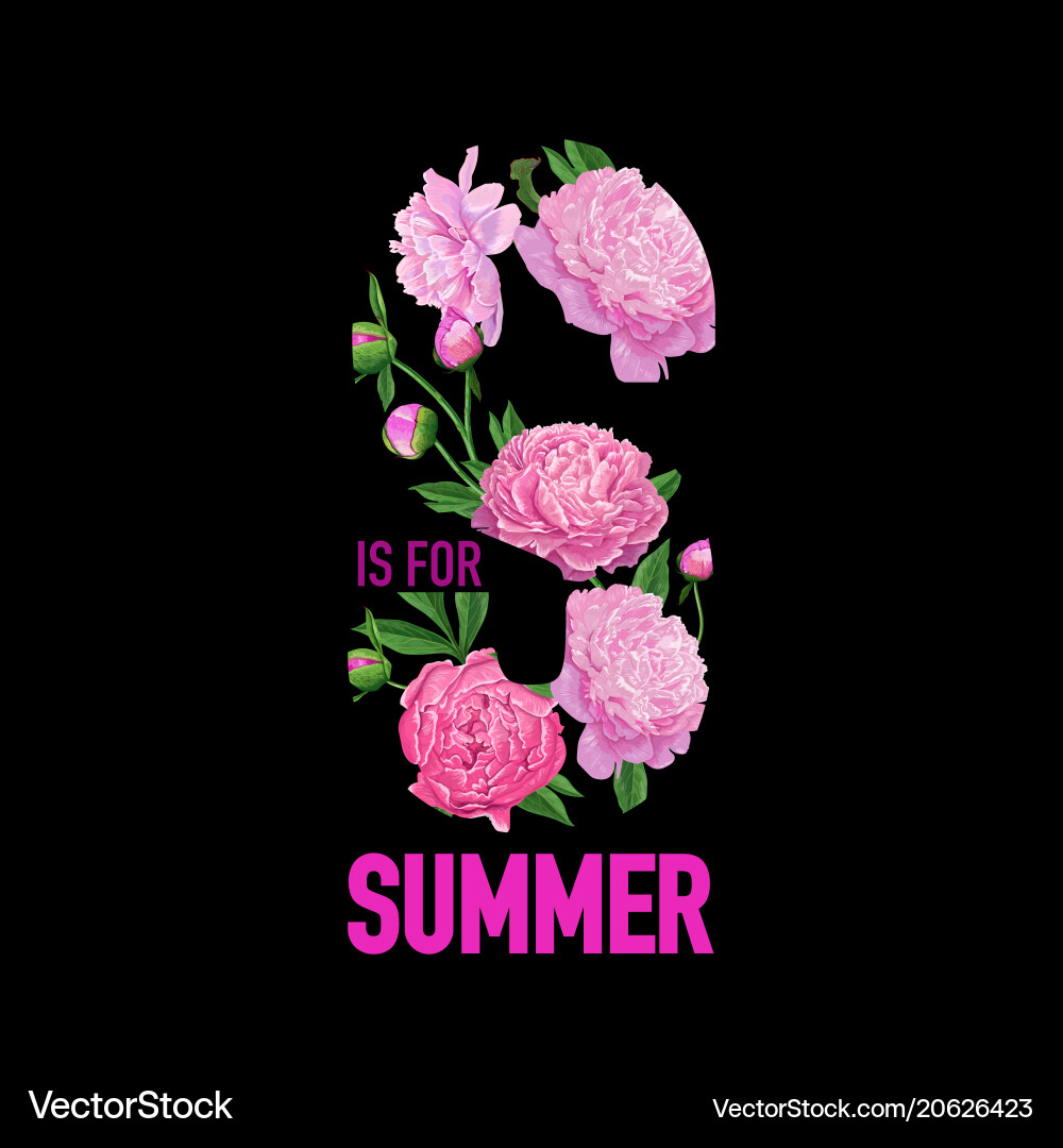 Hello summer floral design with blooming peony Vector Image