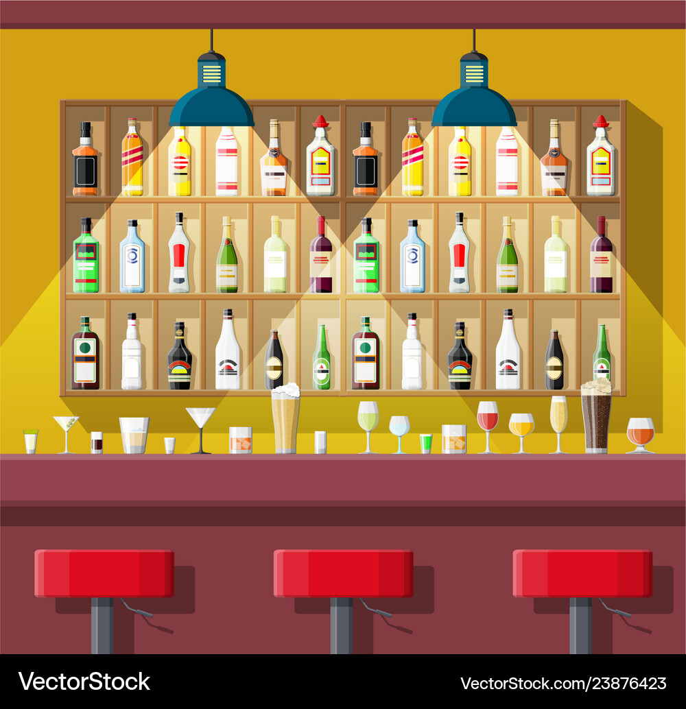 Interior of pub cafe or bar Royalty Free Vector Image