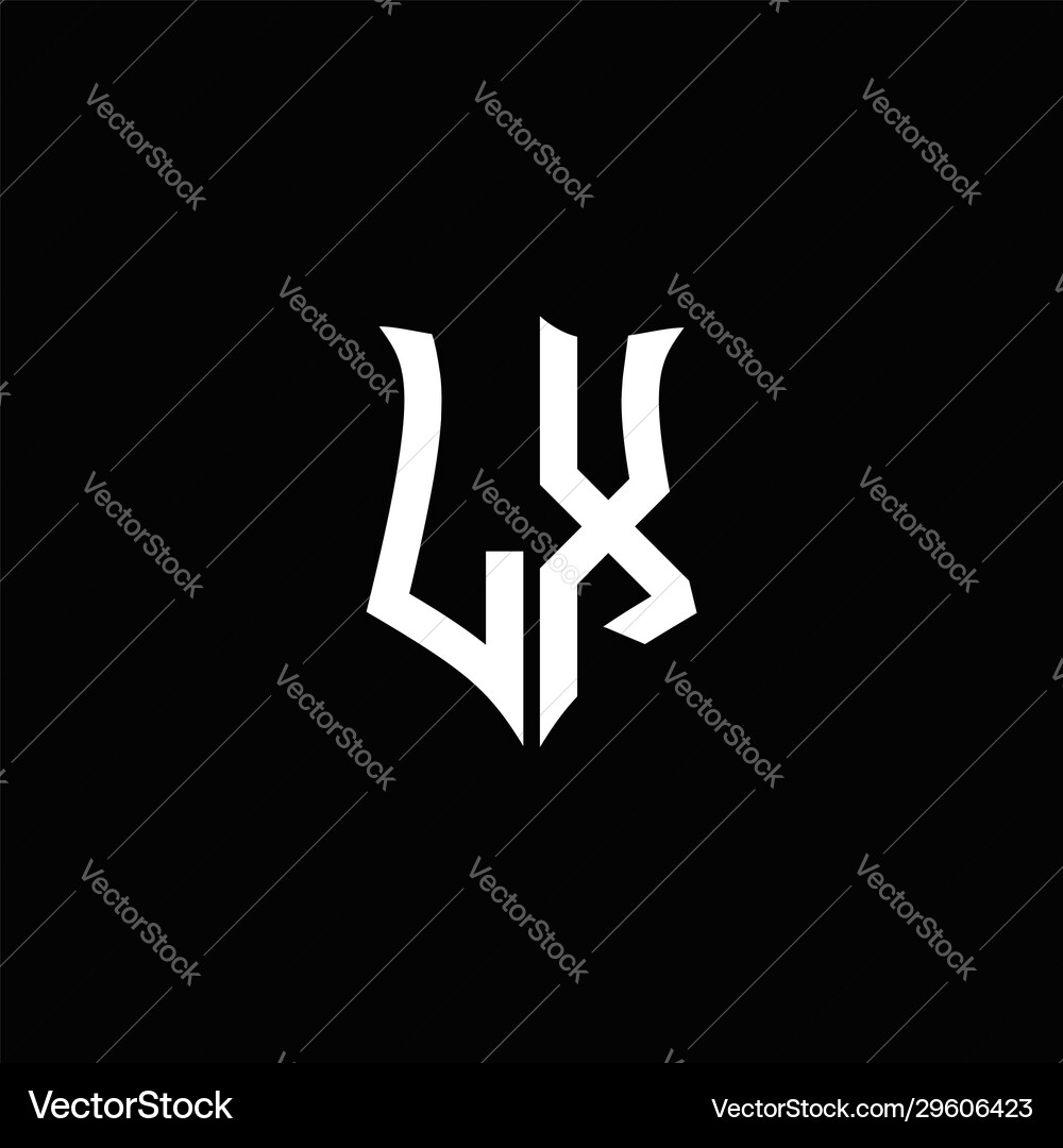 Lx monogram letter logo ribbon with shield style Vector Image