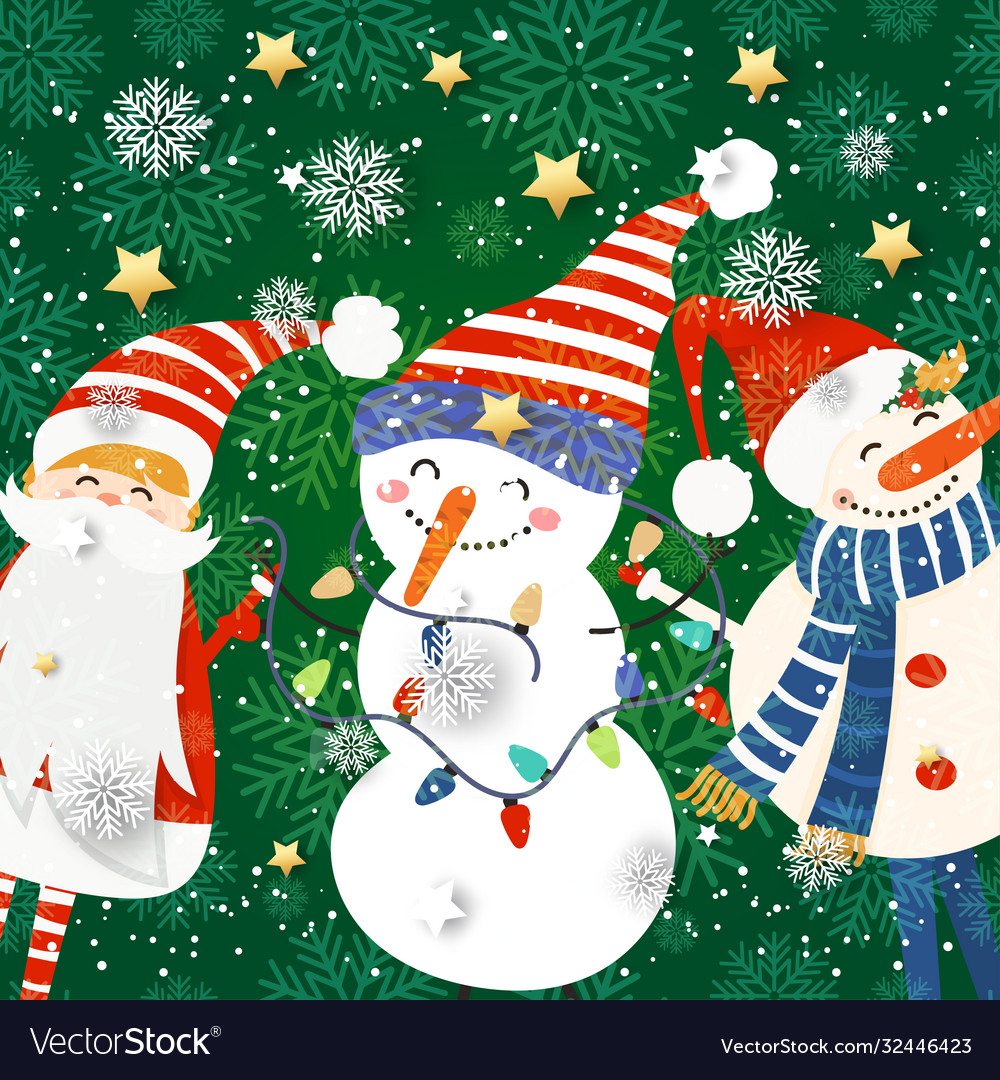Merry christmas and happy new year winter Vector Image