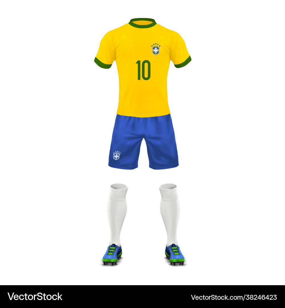 Realistic soccer uniform a brazil team Royalty Free Vector