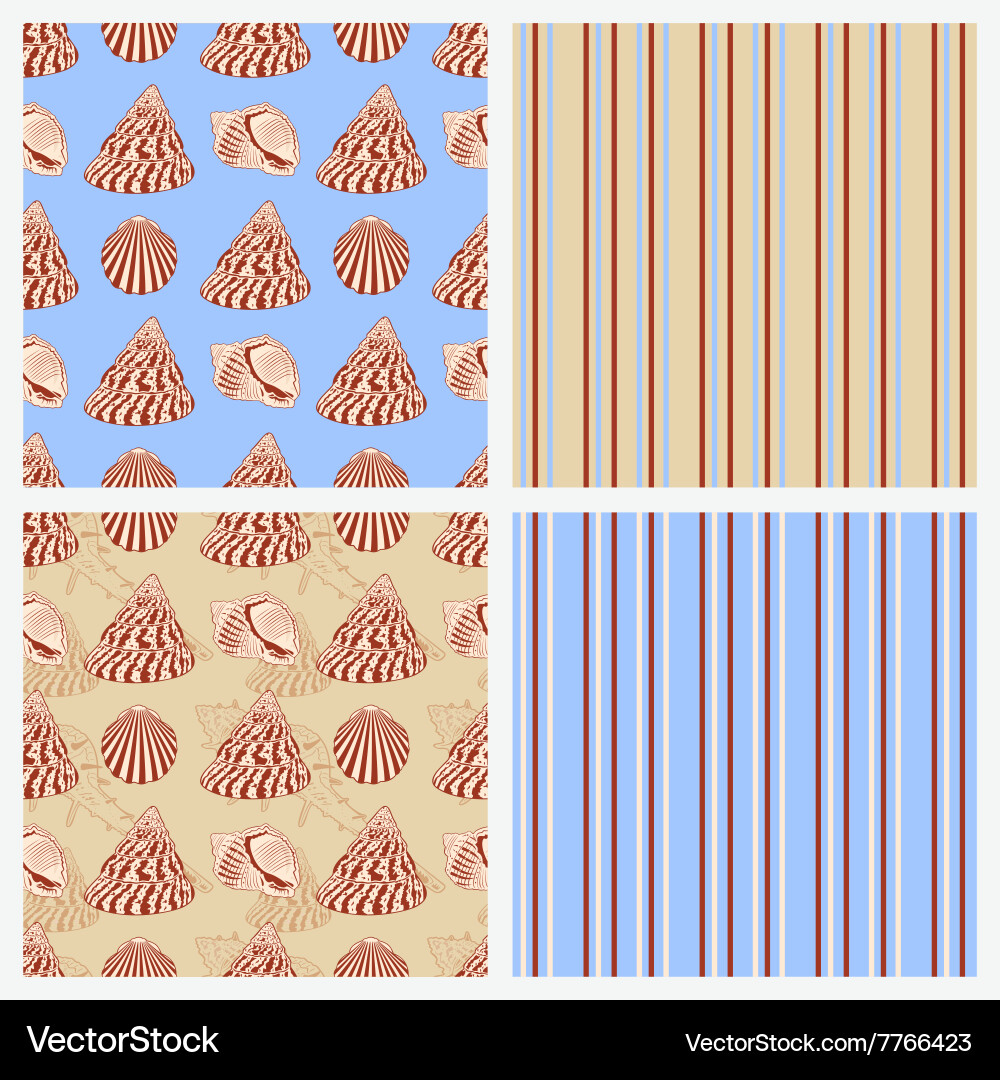 Seamless sea vintage background with seashells Vector Image