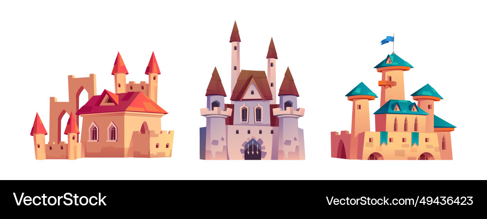 Set of medieval castles on white background Vector Image