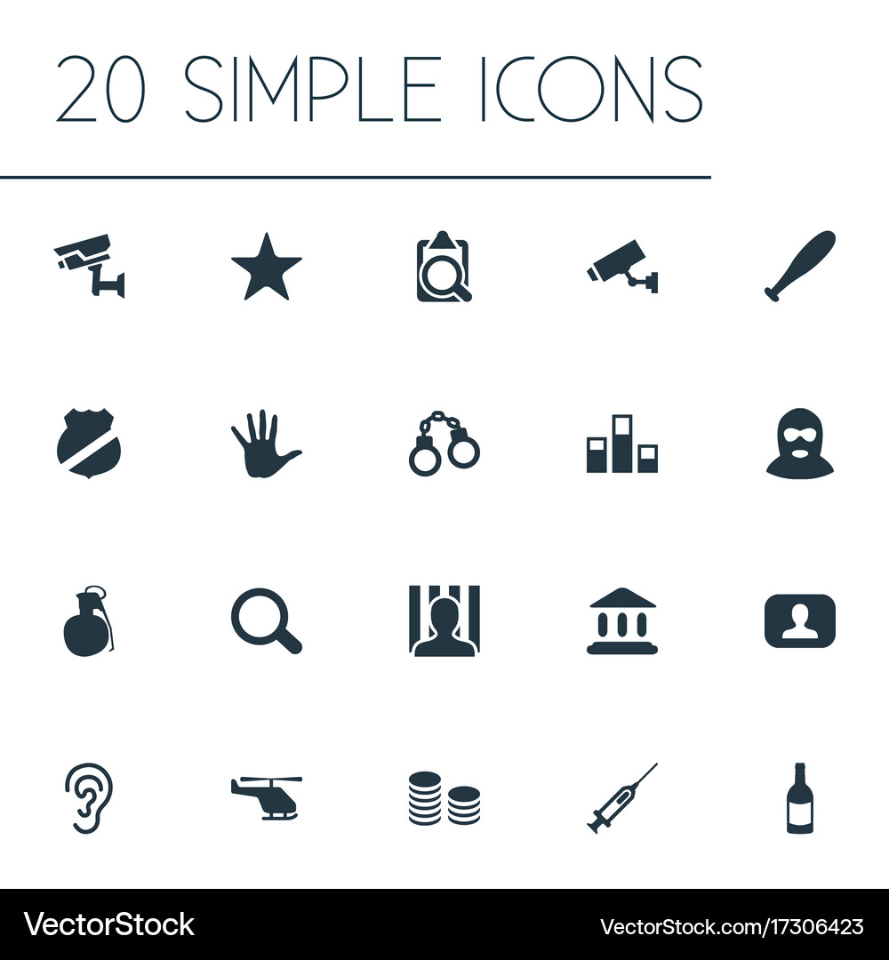 Set of simple offense icons Royalty Free Vector Image