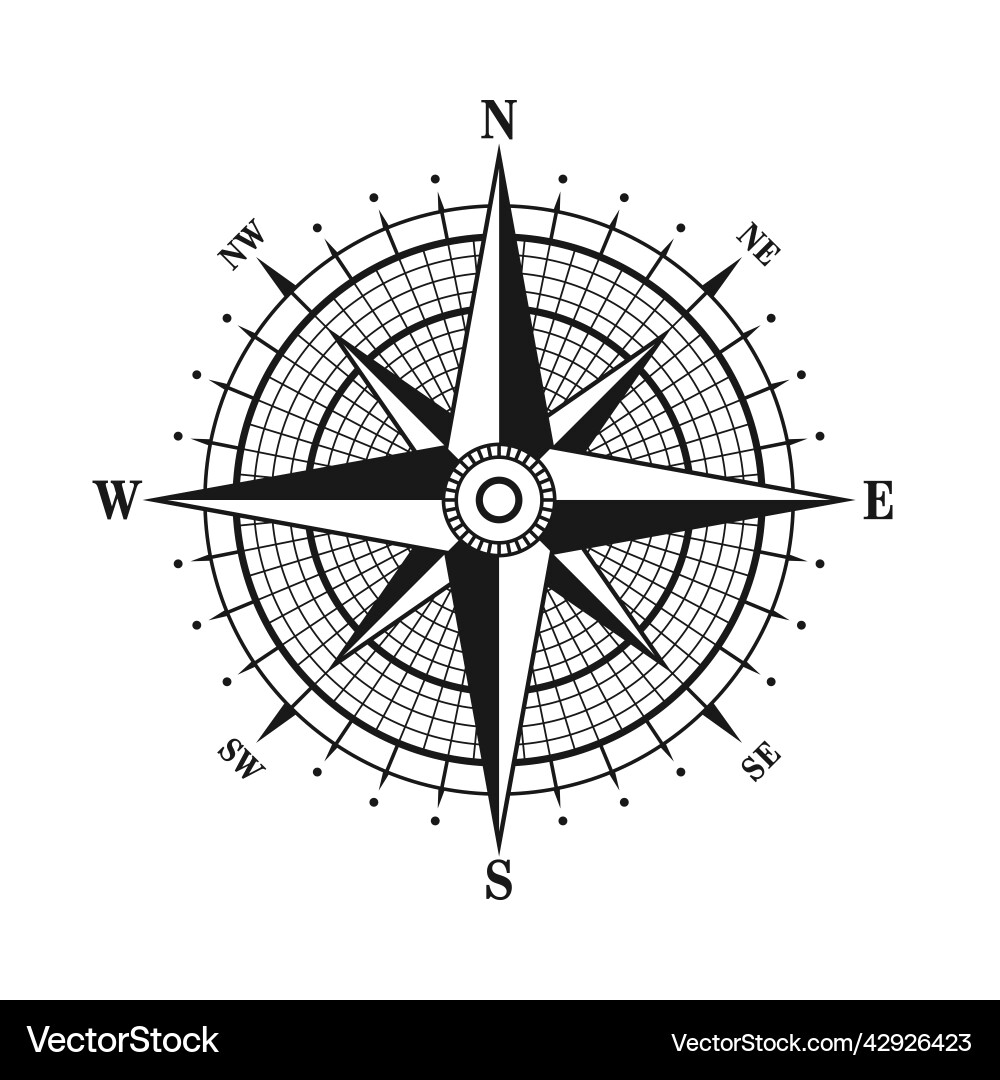 Vintage marine wind rose nautical chart Royalty Free Vector