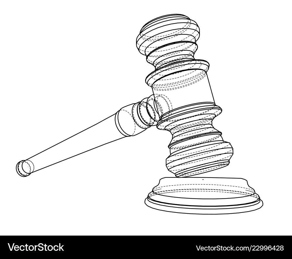 3d outline gavel rendering of Royalty Free Vector Image