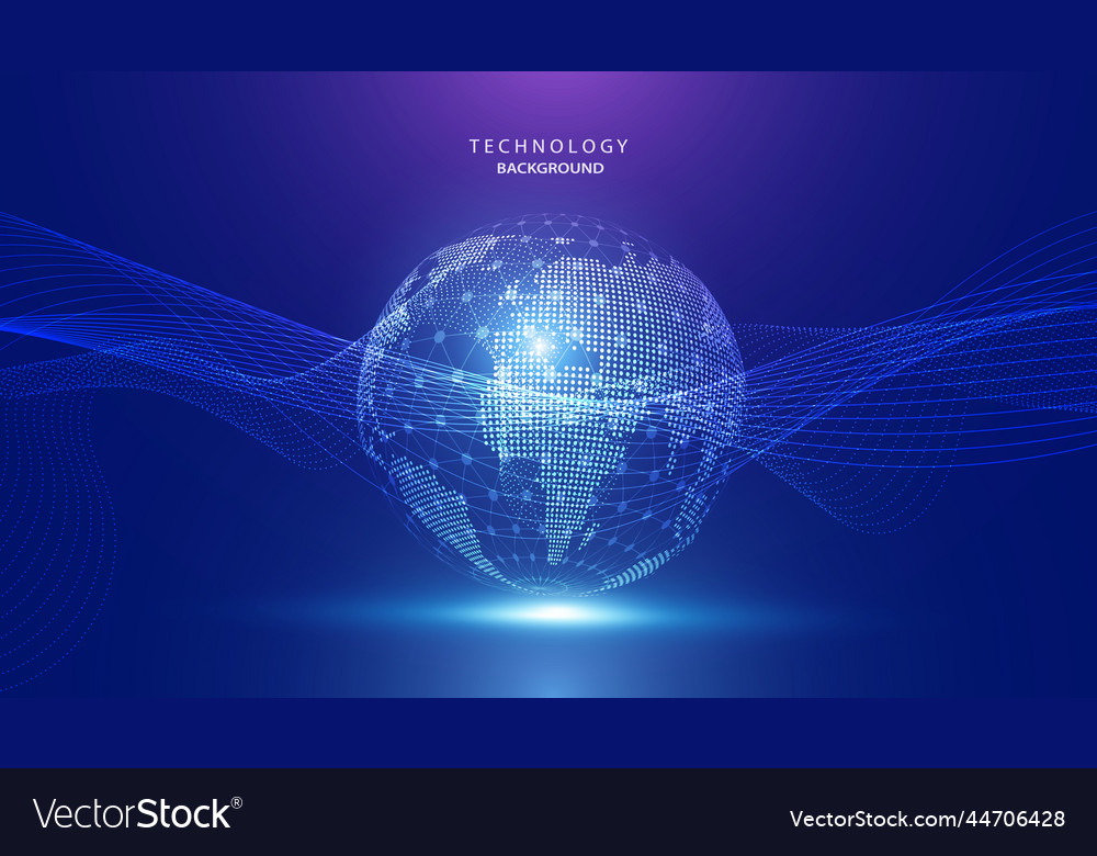 Abstract Global Dot Network Circle Digital Vector Image