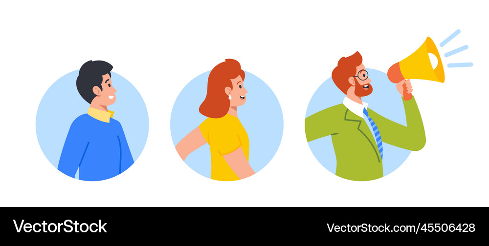 Advertising announcement with characters isolated Vector Image