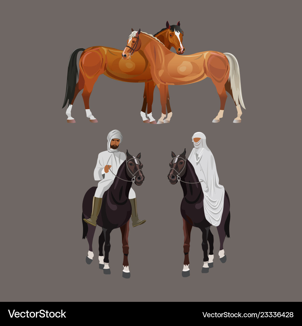 Arabian riders and horses Royalty Free Vector Image