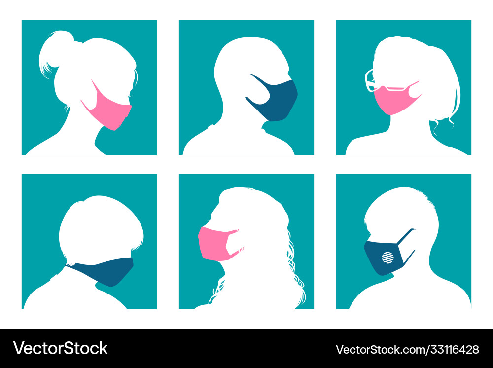 Avatars in medical masks Royalty Free Vector Image
