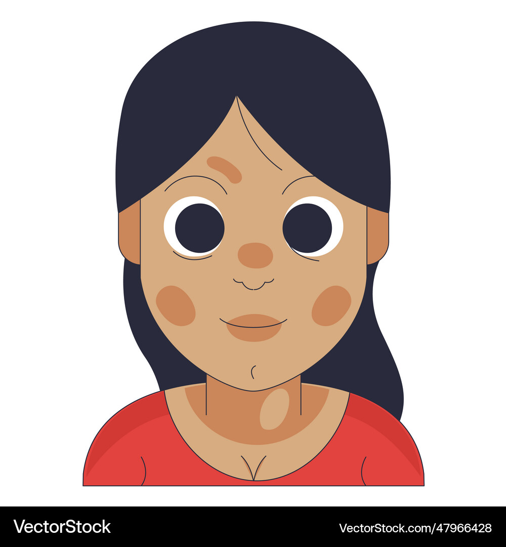 Central parting big eyes long hair Royalty Free Vector Image