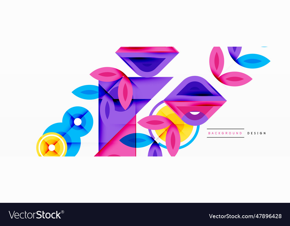 Colorful triangles and round shapes background Vector Image