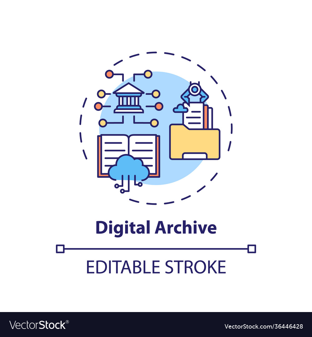 Digital archive concept icon Royalty Free Vector Image