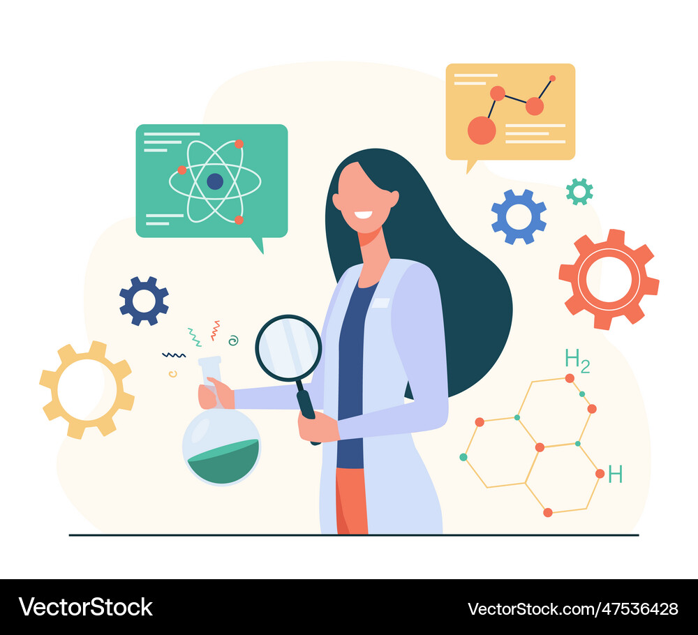 Female scientist doing scientific research in lab Vector Image